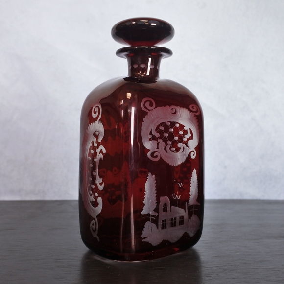 Vintage | Dining | Antique Egermann Bohemian Ruby Red Glass Country ...